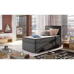 Pharao24.de Boxspringbett Amerikanisches Bett mit Kopfteil Grau