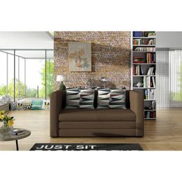 Pharao24.de Bettsofa Funktionssofa in Braun mit Kissen