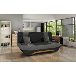Pharao24.de Dreisitzer Sofa Bettsofa mit Holzapplikation geschwungene Form