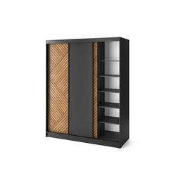 Pharao24.de Kleiderschrank Schiebet&uuml;ren Schlafzimmerschrank Diagonalmuster Holzdekor