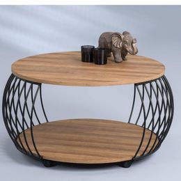 Pharao24.de Sofatisch Wohnzimmer Tisch in runder Form mit Drahtgestell