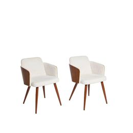 Pharao24.de Polsterstuhl Esszimmerstuhl in Offwhite und Braun (2er Set)