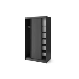 Pharao24.de Kleiderschrank Schwebet&uuml;renschrank Schwarz Gerillt