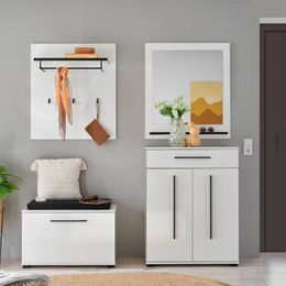 Pharao24.de Komplett Garderobe Dielenm&ouml;belset in modernem Design mit Sitzpolster (vierteilig)