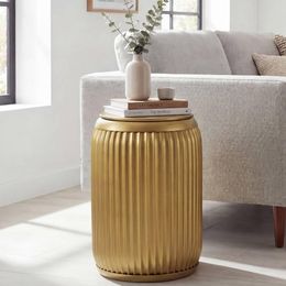 Pharao24.de Truhentisch Blumenst&auml;nder Goldfarben Geriffelt