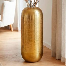 Pharao24.de Dekovase Metallvase Hammerschlag Optik 60 cm hoch