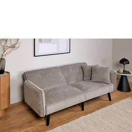Pharao24.de Dreisitzer Sofa Funktionssofa aus Boucle Stoff mit Kn&ouml;pfen verziert