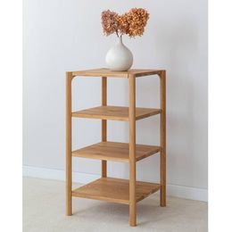 Pharao24.de Standregal B&uuml;cherregal aus Eiche Massivholz mit drei Einlegeb&ouml;den