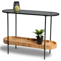 Pharao24.de Konsolentisch Flur Tisch aus Metall und Mangobaum Massivholz
