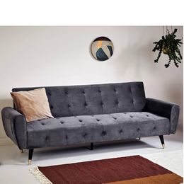 Pharao24.de Dreisitzer Sofa Schlafcouch in Grau mit R&uuml;cken Klappmechanik