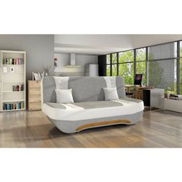 Pharao24.de Ausziehsofa Schlafcouch abgerundetes Design Grau-wei&szlig;es Design