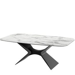 Pharao24.de Esstisch Designertisch in Wei&szlig; mit Keramik Oberfl&auml;che