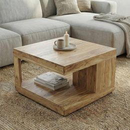 Pharao24.de Holztisch Massivholztisch mit Mit Stauraum Quadratisch