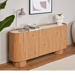 Pharao24.de Sideboard Esszimmerkommode in Eichefarben mit Zweifu&szlig; Gestell