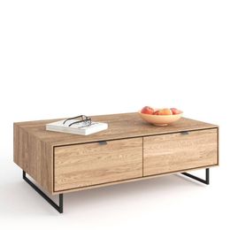 Pharao24.de Couchtisch Sofatisch mit zwei Schubladen und B&uuml;gelgestell