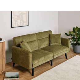 Pharao24.de Funktionssofa Futonschlafsofa in Oliv Gr&uuml;n mit Armlehnen