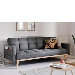 Pharao24.de Funktionssofa Dreisitzer Sofa mit Schlaffunktion und Fu&szlig;gestell aus Holz
