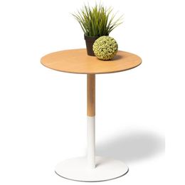 Pharao24.de Anstelltisch Beistelltisch Sofa in Holz Naturfarben und Wei&szlig;