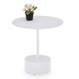 Pharao24.de Anstelltisch Beistelltisch Sofa aus Metall in Wei&szlig;