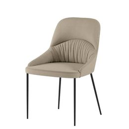 Pharao24.de Polsterstuhl K&uuml;chenstuhl in Beige aus Strukturstoff (4er Set)