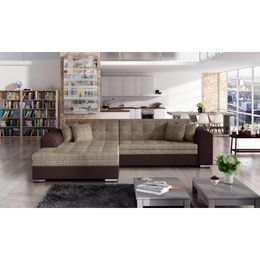 Pharao24.de L Sofa Polsterecke mit Ausziehfunktion Stoffbezug