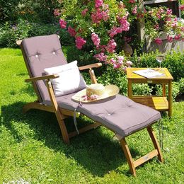 Casaria Gartenliege Queen Mary Akazie FSC -zertifiziert inkl Auflage Anthrazit