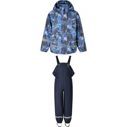 ZIGZAG Kinder Regenanzug "Kaspar"dunkelblau, blau, Gr. 110, bedruckt, 100% Polyester, Sportanz&uuml;ge, in wasserdichter Qualit&auml;t
