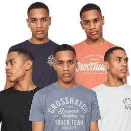 CrossHatch - "Brandax" T-Shirt f&uuml;r Herren (5er-Pack) (Marine/Orange/Schwarz/Grau meliert/Grau meliert/Wei&szlig;/Wei&szlig;)