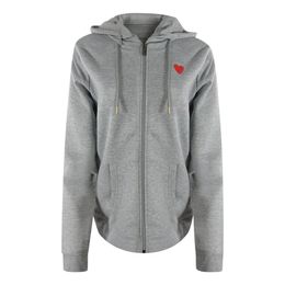 Love Moschino - Hoodie mit durchgehendem Rei&szlig;verschluss f&uuml;r Damen, Baumwolle (Grau/Rot)