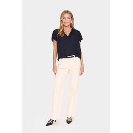 Saint Tropez Kurzarm-Bluse Gerade Passform Night Sky dark blue
