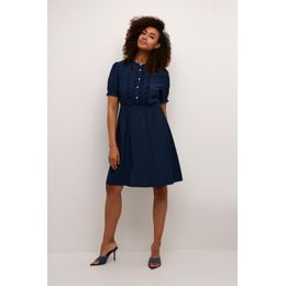 Cream Kleid Weibliche Silhouette blue