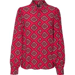 V&eacute;ro Moda Vero Moda - Hemd f&uuml;r Damen, Spitzendetail, leger, Puff&auml;rmel (Himbeerrosa)