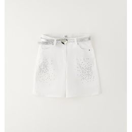 IDO M&auml;dchen Shorts "BABY GIRL SHORT"optical wei&szlig;, Gr. 104, 98% Baumwolle, 2% Elasthan - Polyurethan Metall, Hosen
