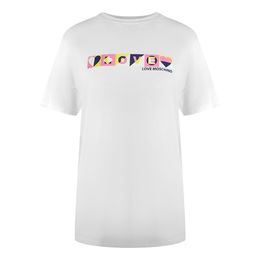 Love Moschino - T-Shirt f&uuml;r Damen, Blockfarben (Wei&szlig;)