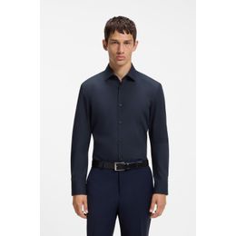 Hugo Herren Langarmhemd "Kenno", blau, Gr. 40, unifarben, Web, Obermaterial: 100% Baumwolle, Hemden, Slim-Fit Hemd aus b&uuml;gelleichter Baumwoll-Popeline