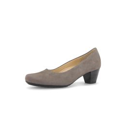Gabor Damen Pumps, Gr. 44taupe, Nubukleder, Schuhe, Trichterabsatz, Businessschuh in Mokassin-Optik, Weite G (=weit)