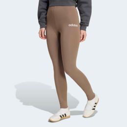 Damen Trainingstights "ESSENTIALS LINEAR COTTON", braun, Gr. M, adidas Sportswear, Obermaterial: 90% Baumwolle, 10% Elasthan, Hosen