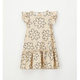 IDO M&auml;dchen Sommerkleid "BABY GIRL SUMMER DRESS", beige, Gr. 122, 100% Baumwolle, Kleider