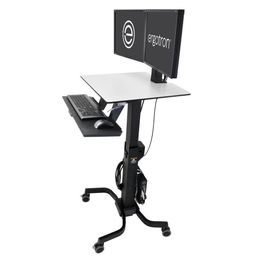 Ergotron WorkFit-C Dual mobiler Steh-Sitz Arbeitsplatz mit CF-Technologie f&uuml;r Bildschirme bis 60,96cm (24")