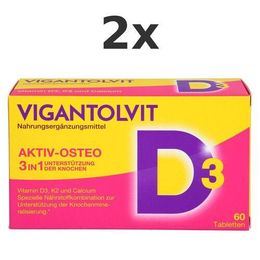 Wick 2x Vigantolvit Vitamin D3 K2 Calcium Filmtabletten Set 60 St
