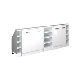 VICCO Dachschr&auml;genschrank-Set, Wei&szlig; Hochglanz, Wei&szlig;, Holzwerkstoff, 10 F&auml;cher, Rechteckig, 210x83.8x46 cm, Wohnzimmer, Kommoden & Sideboards, Kommoden