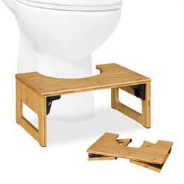 Relaxdays Toilettenhocker, Hellbraun, Holz, Metall, Kunststoff, Bambus, 43x18.5x27.5 cm, Wohnzimmer, Hocker