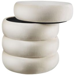 TecTake Sitzhocker, Samtahorn, Wei&szlig;, Holz, Rund, 42x47x42 cm, Wohnzimmer, Hocker
