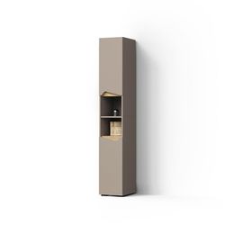Livinity&reg; Badschrank, Greige, Holzwerkstoff, 6 F&auml;cher, Rechteckig, 30x180x35 cm, Badezimmer, Badezimmerschr&auml;nke, Hochschr&auml;nke