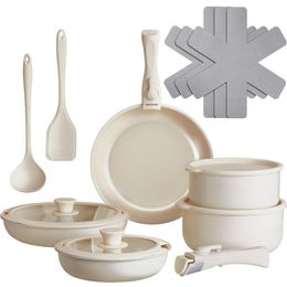 TecTake Kochtopfset, Wei&szlig;, Metall, Rund, Kochen, T&ouml;pfe, Topfsets