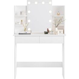 WOLTU Schminktisch, Wei&szlig;, Holzwerkstoff, Glas, 2 Schubladen, Rechteckig,Rechteckig, 90x40x135 cm, Schlafzimmer, Schminktische