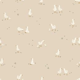 Little Dutch Vliestapete, Beige, Wei&szlig;, Papier, Kunststoff, Tiere, Baum/Pflanze/Natur, Rechteckig, 53x1 cm, FSC Mix, Tapeten & Wandverkleidungen