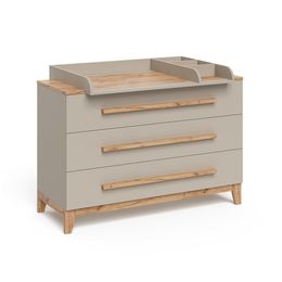 Vitalispa Wickelkommode, Kaschmir, Eiche Artisan, Holzwerkstoff, 3 Schubladen, Rechteckig, 133.2x98x70 cm, Babym&ouml;bel, Wickelkommoden & Zubeh&ouml;r, Wickelkommoden