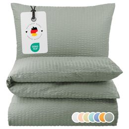 Carpe Sonno Seersucker-Bettw&auml;sche, Grau, Textil, Uni, F&uuml;llung: Baumwollf&uuml;llung, Rechteckig, 135x200 cm, Oeko-Tex&reg; Standard 100, Schlaftextilien, Bettw&auml;sche, Bettw&auml;sche