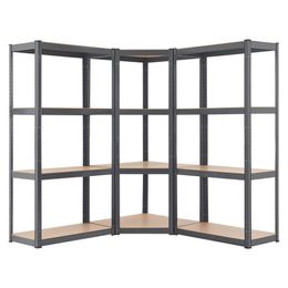Juskys Regalsystem, Grau, Metall, 155x160x155 cm, Freizeit, Heimwerken, Werkstatt